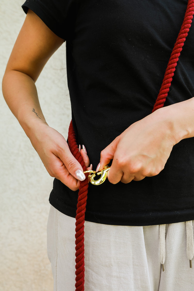DOG ROPE LEASH HANDS FREE - Red Crimson